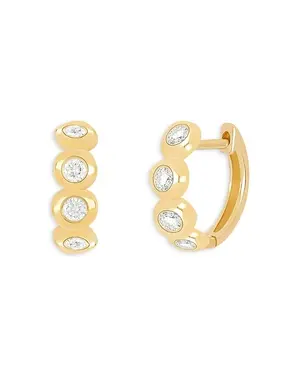 Ef Collection 14k Yellow And Diamond Pillow Huggie Hoop Earrings - Gold