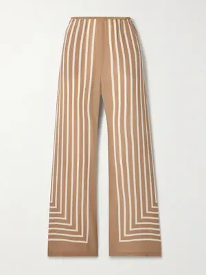 TOTEME Striped Silk-crepe Wide-leg Pants