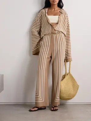 TOTEME Striped Silk-crepe Wide-leg Pants