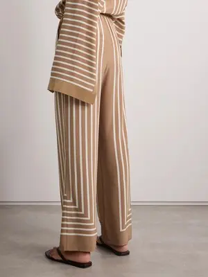 TOTEME Striped Silk-crepe Wide-leg Pants