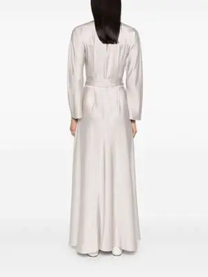 FORTE_FORTE Belted Satin Maxi Dress