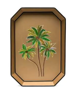 LES-OTTOMANS Hand-painted Palm-tree Tray - Gold
