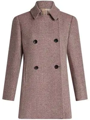 Etro Herringbone-pattern Double-breasted Coat - Red