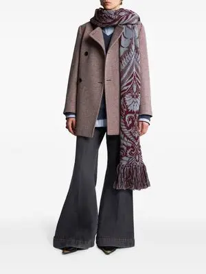 Etro Herringbone-pattern Double-breasted Coat - Red