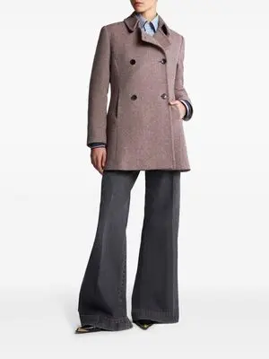 Etro Herringbone-pattern Double-breasted Coat - Red