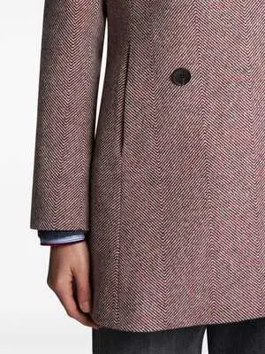 Etro Herringbone-pattern Double-breasted Coat - Red