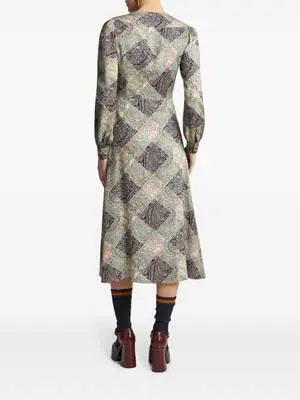 Etro Check Print Twill Midi Dress