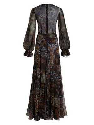 Etro Paisley Printed Silk Dress - Black