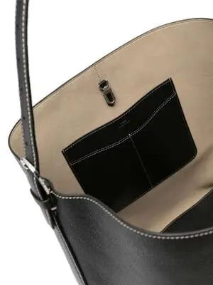TOTEME Belted Grained-leather Tote Bag - Black