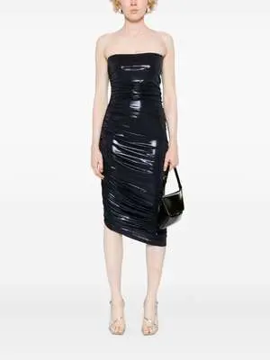 Norma Kamali Diana Lamé Midi Dress - Blue