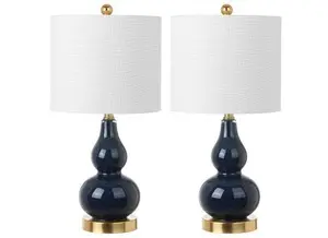 JONATHAN Y Anya Mini Glass Table Lamp Navy