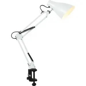 JONATHAN Y Odile Classic Industrial Adjustable Articulated Clamp-on Led Task Lamp - White
