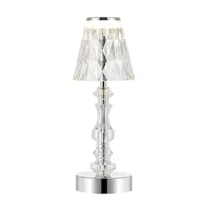 JONATHAN Y Lillian Bohemian Classic Acrylic Rechargeable Integrated Portable Led Table Lamp - Clear/chrome