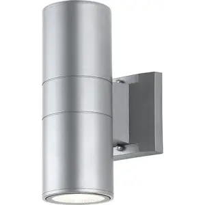 JONATHAN Y Duo 2-light Modern Midcentury Cylinder Outdoor Metal/glass Integrated Led Sconce With Uplight - Silver
