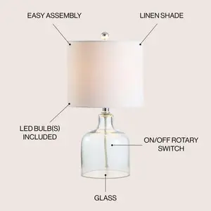 JONATHAN Y Gemma Glass Bell Led Table Lamp