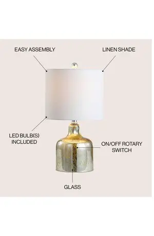 JONATHAN Y Gemma Glass Bell Led Table Lamp - Gold