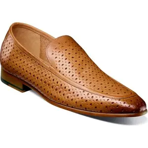 STACY ADAMS Winden Perforated Leather Loafer - Natural