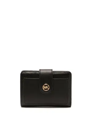 Michael Kors Logo Plaque Leather Purse - Black