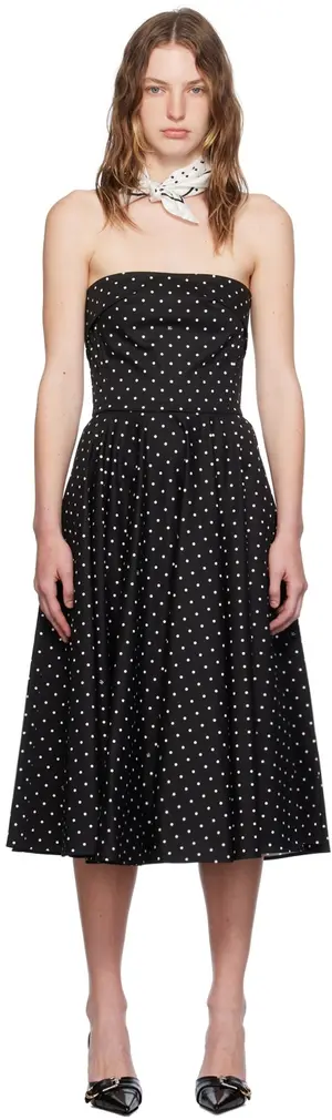 Dolce & Gabbana Polka Dot Stretch Cotton Midi Dress - Hnzpw Pois / Nero