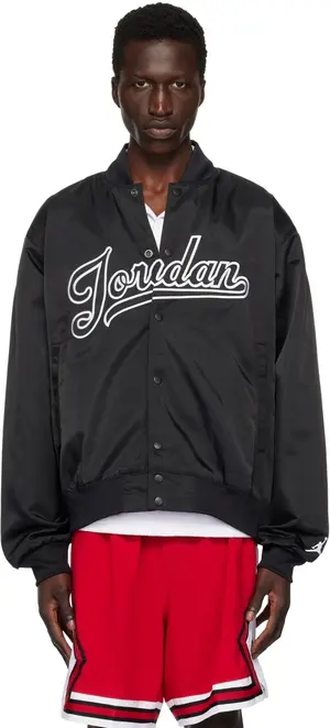 Jordan Flight Mvp Bomber Jacket In Black/White - 50% Off