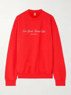 SPORTY & RICH French Open Printed Cotton-jersey Sweatshirt