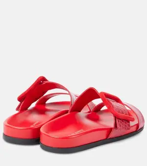 Manolo Blahnik Mayfu Croc-effect Leather Sandals - Red