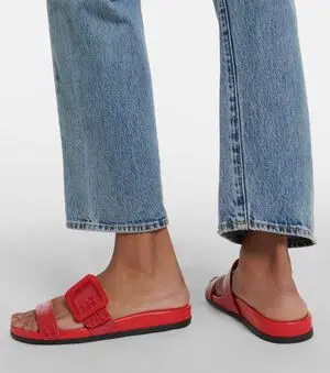 Manolo Blahnik Mayfu Croc-effect Leather Sandals - Red
