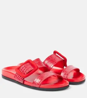 Manolo Blahnik Leather Sandals - Red