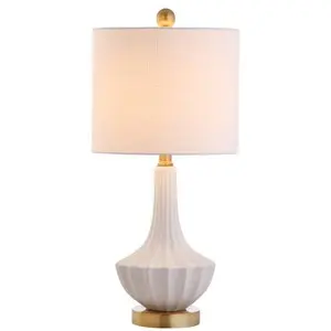 JONATHAN Y Parker 21.5" Contemporary Traditional Ceramic/metal Gourd Led Table Lamp White