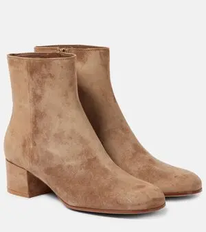 GIANVITO ROSSI 45 Suede Ankle Boots - Beige