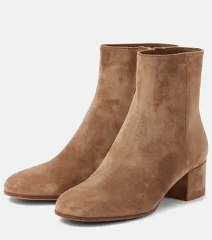 GIANVITO ROSSI 45 Suede Ankle Boots - Beige