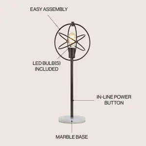 JONATHAN Y Atomic Edison Bulb Metal/marble Modern Led Table Lamp