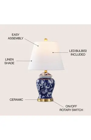 JONATHAN Y Penelope Chinoiserie Classic Led Table Lamp - Navy/white