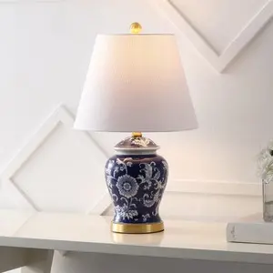 JONATHAN Y Penelope Chinoiserie Classic Led Table Lamp - Navy/white