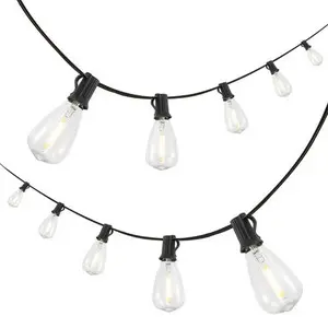 JONATHAN Y 10-light Indoor/outdoor Rustic Industrial Incandescent C7 Half-chrome Bulb String Lights - Black
