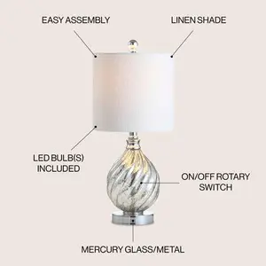JONATHAN Y Lawrence Glass/metal Led Table Lamp