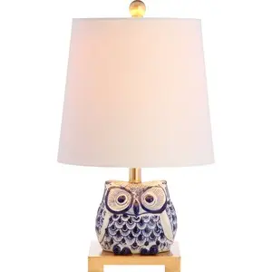 JONATHAN Y Justina Ceramic Mini Led Table Lamp - Blue/white