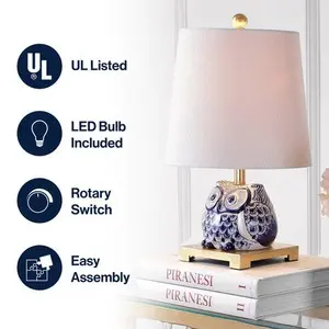 JONATHAN Y Justina Ceramic Mini Led Table Lamp - Blue/white