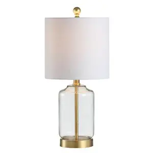 JONATHAN Y Duncan Glass/metal Led Table Lamp - Clear/brass Gold