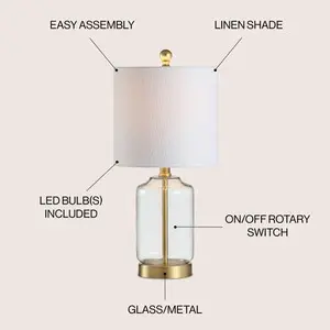 JONATHAN Y Duncan Glass/metal Led Table Lamp