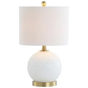 JONATHAN Y Julienne Glass/metal Led Table Lamp - White/brass Gold