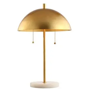 JONATHAN Y Ella Dome Metal With Marble Base Led Table Lamp - Gold Leaf/white