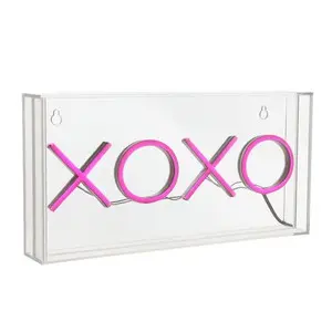 JONATHAN Y Contemporary Glam Acrylic Box Usb Operated Led Neon Light - Pink