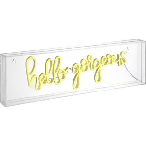 JONATHAN Y Hello Contemporary Glam Acrylic Box Usb Operated Led Neon Light - Yellow