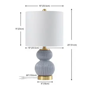 JONATHAN Y Daphne Ribbed Metal/glass Led Table Lamp - Gray