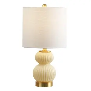 JONATHAN Y Daphne Ribbed Metal/glass Led Table Lamp - Ivory