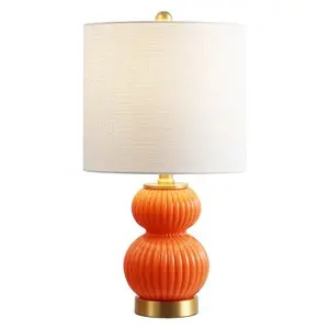JONATHAN Y Daphne Ribbed Metal/glass Led Table Lamp - Orange