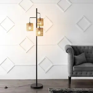 JONATHAN Y Isla 3-light Mid-century Bohemian Metal/rope Led Floor Lamp