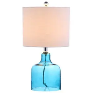 JONATHAN Y Gemma Glass Bell Led Table Lamp - Moroccan Blue