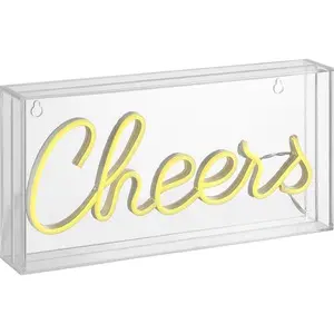 JONATHAN Y Cheers Contemporary Glam Acrylic Box Usb Operated Led Neon Light - Yellow